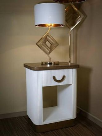 Dmora Nachttisch Bianzano 48x40x62 cm Wei&szlig; 2 B&ouml;den, 1 Schublade