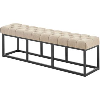 Clp Banc de design Chesterfield en tissu et banc de m&eacute;tal noir Couleur : Toilette