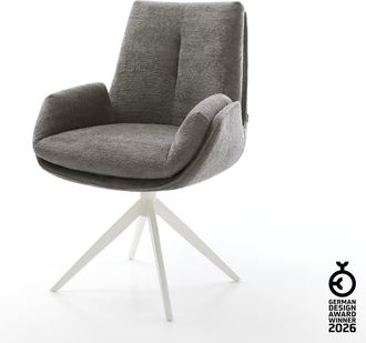 DELIFE Drehstuhl Clea-Flex Boucl&eacute; Soft Schlamm Kreuzgestell breit Wei&szlig; 360&deg; drehbar Wippfunktion, Esszimmerst&uuml;hle