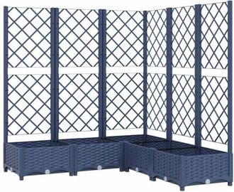 vidaXL Jardini&egrave;re avec Treillis, Bac &agrave; Fleurs, Pot &agrave; Plantes, Bo&icirc;te &agrave; Fleurs Jardin Terrasse Patio Ext&eacute;rieur, Bleu Gris 120x120x121,5 cm PP