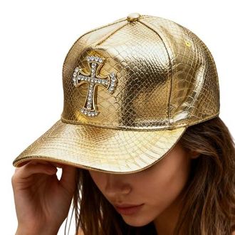 Generico Chapeau de rappeur - dor&eacute; Streetwear Snapback, casquette r&eacute;glable, accessoire de mode urbaine, style hip-hop, couvre-chef tendance en plein air | Parf