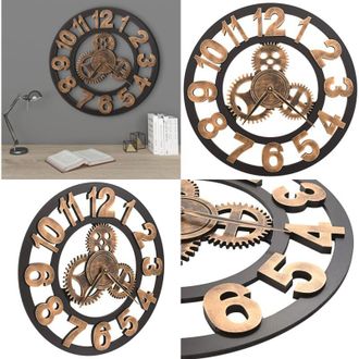 vidaXL Vidaxl - Horloge murale Métal 58 cm Doré et noir - horloge murale - horloges murales - Home & Living - Or