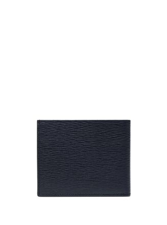 Ferragamo Mens Wallet Blue Leather With Metallic Logo Calfskin