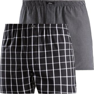 s.Oliver Herren Nh-41wb_ls Boxershorts, 2X Schwarz Karo, S EU