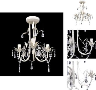 vidaXL Vidaxl - Kronleuchter - Kronleuchter Pendelleuchte Kristall Lampe Lüster Leuchte weiß - Weiß