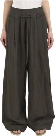 Andrea Ya'aqov Femme, Pantalons, Brun, Taille: 36 FR Pantalon ample en viscose et lin
