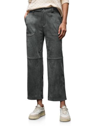 Street One Damen 3716937 Straight Leg Velourshose, Balsam Green, 36W x 28L