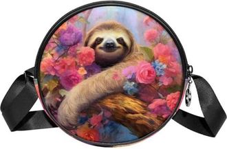 Generic Sac &agrave; bandouli&egrave;re rond pour femme, petit sac &agrave; bandouli&egrave;re avec fermeture &eacute;clair, bretelles r&eacute;glables, style d&eacute;contract&eacute;, pour femmes et filles