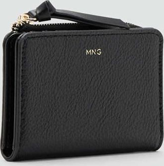 Mango Petit portefeuille cuir synth&eacute;tique noir - Femme - Taille unique - MANGO