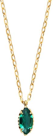 Edenly Daphné Halskette - 9-karätiges Gelbgold, synthetischer Smaragd