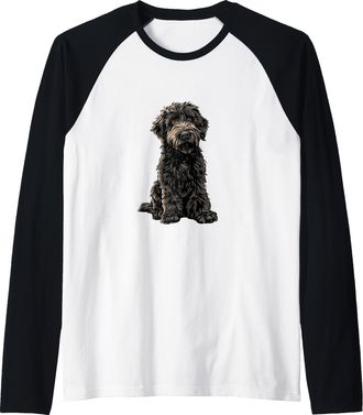 Whyitsme Design Schwarzer Labradoodle-Hund Illustration Doodle Raglan