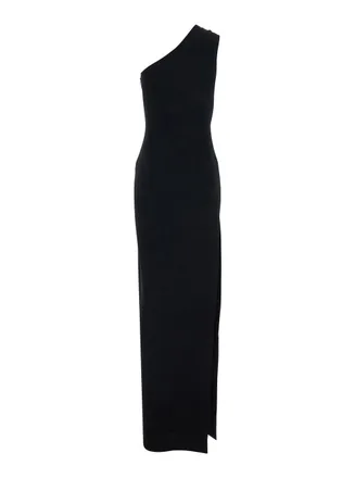 Elisabetta Franchi Womens Long One-Shoulder Dress Black Viscose