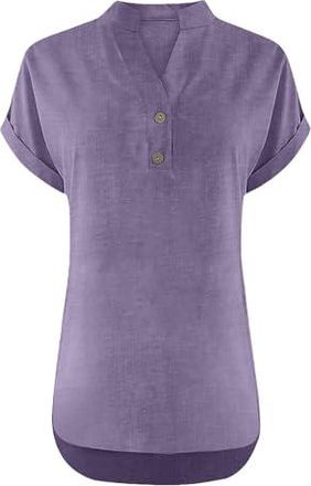 Generic Tee Shirt Femme Coton Occasionnelles Chic T-Shirt Hauts Manches Courte Ete L&acirc;che Basic Tshirt Sport Imprim&eacute; Col V Tops Blouse Manche Courtes D&eacute;contrac