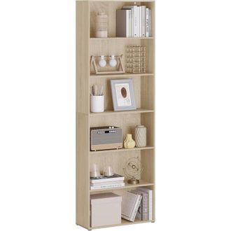 Woltu Woltu - Biblioth&egrave;que &Eacute;tag&egrave;re &agrave; 6 Niveaux, &Eacute;tag&egrave;re Ouverte, Meuble Autoportant, 60x180x23,5 cm, Ch&ecirc;ne Clair