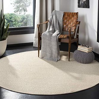 Safavieh Naturfaser Teppich für Wohnzimmer, Esszimmer, Schlafzimmer - Natural Fiber Collection, Kurzer Flor, Elfenbein, 122 x 122 cm