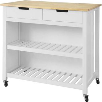 SoBuy Cuisine Buffet Desserte de Cuisine à roulettes Table Roulante Meuble de Rangement pour Cuisine et Salon avec 2 tiroirs et 2 étagères Sobuy FKW74-SCH