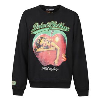 Dolce & Gabbana Schwarzer Pullover mit Grafikdruck - - Sweatshirts & Hoodies - Herren - Schwarzk - L