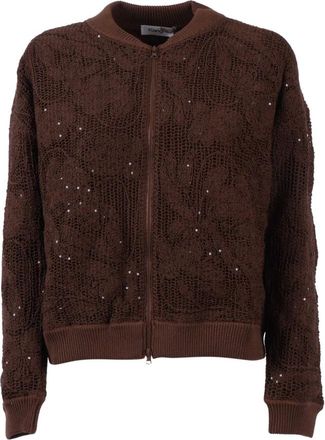 KANGRA Femme, Pulls, Brun, Taille: 40 FR Bomber Cornely Fodera e Paillettes