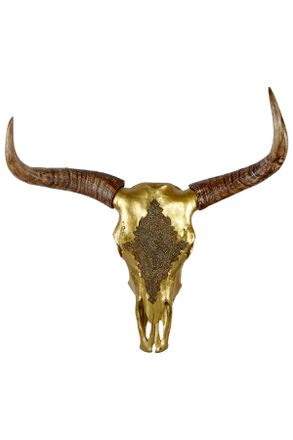 Ambia Home Dekostier, Gold, Kunststoff, Sch&auml;del, 20x71x71 cm, zum H&auml;ngen, Dekoration, Skulpturen & Dekoobjekte, Dekotiere