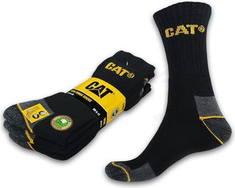 CAT Caterpillar REAL WORK SOCKS Damen Herren Arbeitssocken Business Socken Str&uuml;mpfe Gr&ouml;&szlig;e 35-50 (41-45, 12 Paar Schwarz)