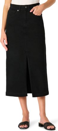 Amazon Essentials Damen Hoch taillierter langer Stretch-Jeansrock in Regular-Fit mit geringem Stretchanteil, Schwarz, 38-40