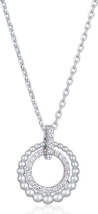 Elli Halskette Damen Anh&auml;nger Kreis Ringe Elegant Kugel Silberfarben mit Kristallen