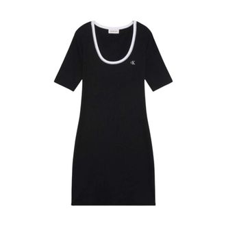 Calvin Klein Jeans SS 2X2 Baby Rib Cutout - - Dresses - Damen - Schwarzk - S