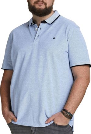 Jack & Jones Jack & Jones Herren + Fit Polo Shirt JJEPAULOS Uni Sommer Hemd Kurz Arm Pique Cotton Big Size, Farben:Hellblau, Gr&ouml;&szlig;e:4XL