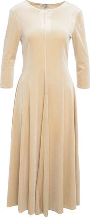 Gender Femme, Robes, Beige, Taille: 44 FR Elegant Beige Velvet Maxi Dress