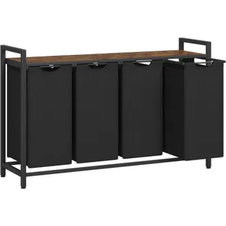 Vasagle Panier &agrave; Linge, Corbeille &agrave; Linge Sale, Rangement 4 Compartiments, 4 Sacs Amovibles en Tissu Oxford, &Eacute;tag&egrave;re, Cadre en M&eacute;tal, 4 x 40 l, 116 x 33 x 72