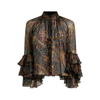 Etro Femme, Blouses et Chemises, Noir, Taille: 36 FR Chemise en soie cachemire