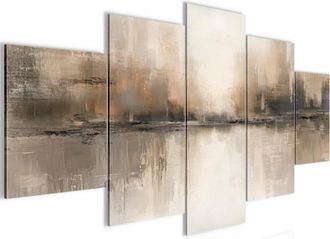 Runa Art Bild Wohnzimmer Schlafzimmer Abstrakt 5 Teilig Kunst Beige Braun Wandbilder auf Vlies Leinwand 053453a