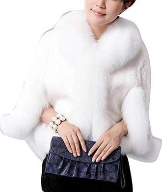 LaoZanA Femme Châle en Fausse Fourrure Hiver Chaud pour Mariage Soirée Blanc 2XL
