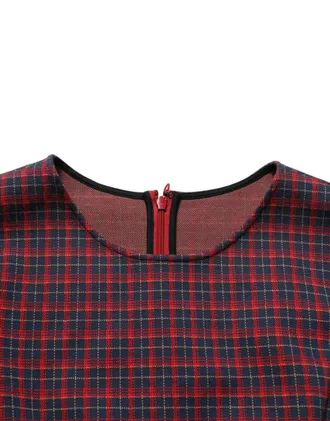 Dolce & Gabbana Womens Red Black Checkered Shortsleeve Sheath Dress And Cotton Polyester Elastane