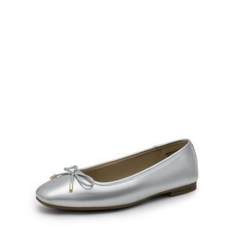 Dream Pairs Damen Ballerinas Damen Flats Square Toe Ballet Flats Bequeme Casual Ballerina Flats Abendschuhe mit Schleife Geeignet,Size 38.5,Silber,DWUMFA2517