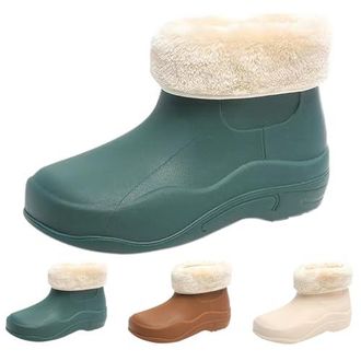 Generic Bottes de pluie en caoutchouc pour femme avec doublure en peluche, l&eacute;g&egrave;res, antid&eacute;rapantes, imperm&eacute;ables, pour le travail en plein air, Vert, 37.5 EU