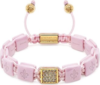 Nialaya Femme, Accessoires, Jaune, Taille: S Womens Soft Pink Ceramic Flatbead Bracelet with Gold CZ