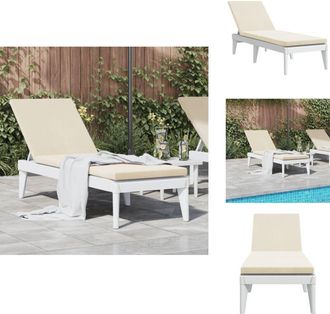 vidaXL Sonnenliege mit Auflage Wei&szlig; 186x60x29 cm PP - Sonnenliege - Gartenliege - Poolliege - Relaxliege - Auflagen