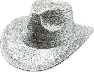 Generic Glitzer B&uuml;hnenhut Western-Cowboyhut Breite Krempe Western-Cowboyhut F&uuml;r Damen Herren Pailletten Cosplay Cowboyh&uuml;te F&uuml;r Damen M&auml;dchen Fedora-Hut Party 
