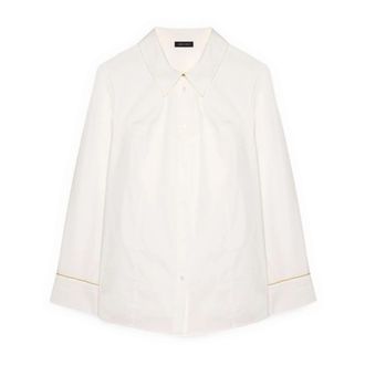 Fiorella Rubino Stretch Cotton Shirt mit verziertem Manschettenknopf - - Blouses & Shirts - Damen - Wei&szlig; - 7XL