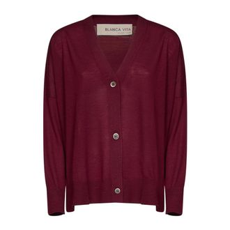 Blanca Vita Cardigan mit V-Ausschnitt und Kn&ouml;pfen - - Knitwear - Damen - Rot - M