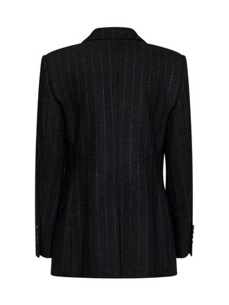 Brunello Cucinelli Womens Wool-Blend Blazer With Tie, Grey Jacket