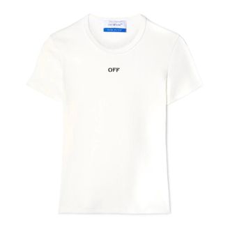Off-white Femme, Tops, Blanc, Taille: 40 FR Off Stamp Ribbed Basic T-shirt