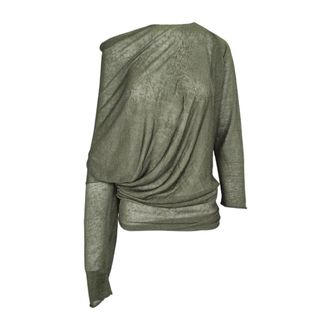 P.A.R.O.S.H. Milit&auml;rstil Leinenpullover - - Knitwear - Damen - Gr&uuml;n - L