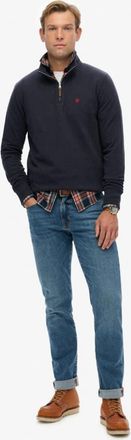 Superdry Pull preppy &agrave; col zipp&eacute; - Bleu nuit-Bleu marine