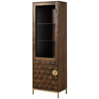 Massivmoebel24 Vitrine Mango 63x40x200 braun ge&ouml;lt DIAMOND 216