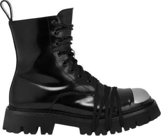 Moschino unisex, Chaussures, Noir, Taille: 36 EU Bottine Combat en Cuir de Veau