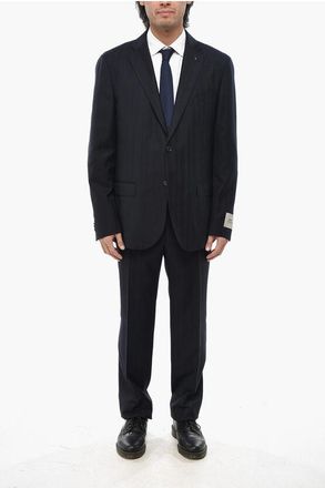 Corneliani CC COLLECTION Herringbone Motif Virgin Wool 2-Button Blazer size 60