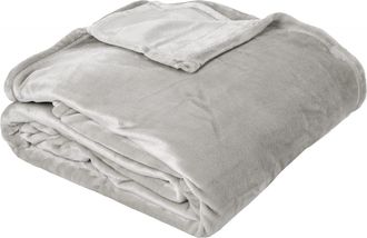 Linnea Fleecedecke, Microvelours, 240 x 260 cm, Samt, Perlgrau