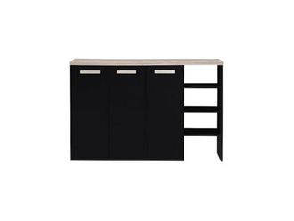 Vente-Unique Meuble &agrave; Chaussures 3 Portes et 3 niches - Noir et Naturel Clair - SKAIDO